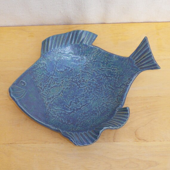 Items similar to Fish dish serving bowl plate handmade stoneware ...