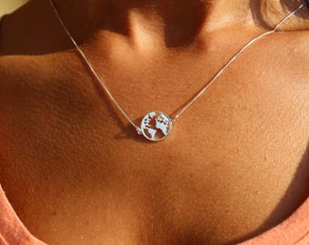 World map necklace | Etsy