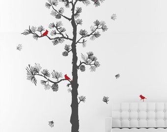 Realistic Winter Tree Wall Decal Headboard Wall Decal Home