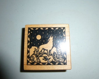 Howling wolf stamp | Etsy