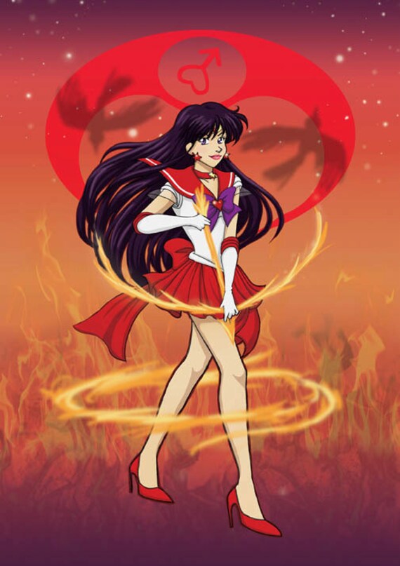 Sailor Mars fan art original illustration print