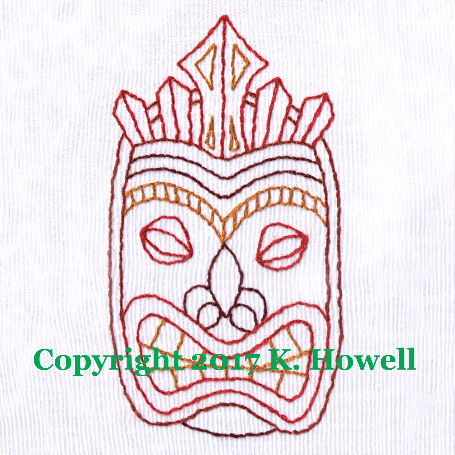 Tiki Mask Hand Embroidery Pattern Tiki Mask Hawaiian