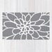 Modern Dahlia Flower Rug Area Rug Slate Grey and White