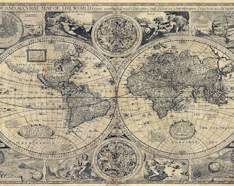 World Map Historic Old World Map 1626 Old Antique Restoration