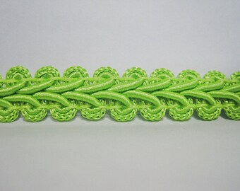 5 Yards 1/4 Lime Green Gimp Braided Silver Edge Gimp