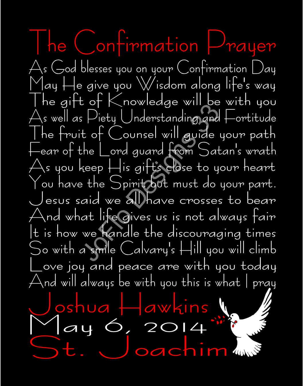 The Confirmation Prayer Personalized Confirmation Prayer
