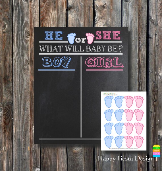 PRINTABLE Baby Gender Voting Chalkboard-Baby Shower Game-Baby