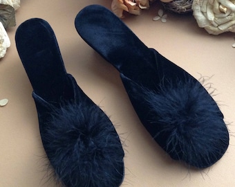 Marabou slippers | Etsy