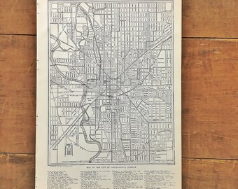 Old INDIANAPOLIS Map 1908 Indianapolis PrintWall Decor