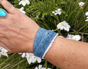 Denim cuff bracelet | Etsy