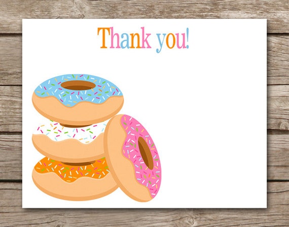 Doughnut Thank You Cards Donut Party Donut Birthday Girl