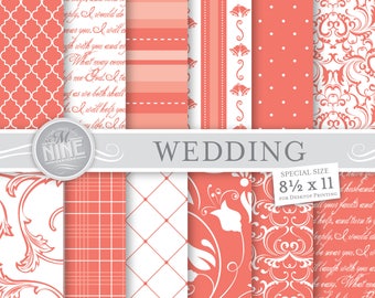 Wedding Digital Paper: WHITE WEDDING Printable Pattern Prints