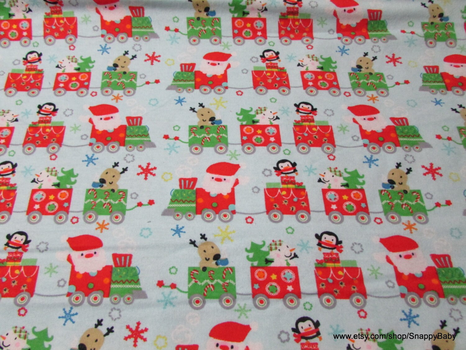 Christmas Flannel Fabric Santa & Pals on Trains 1 yard