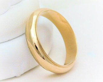 14k Gold milgrain wedding bands. Gold wedding bands. Gold