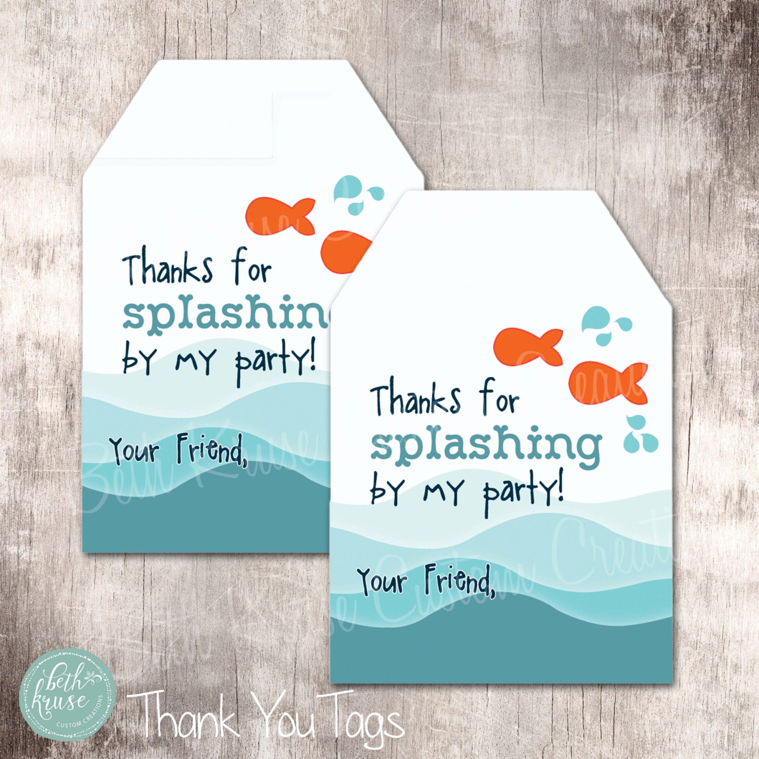 Goldfish Party Favor Tags Instant Download by Beth Kruse