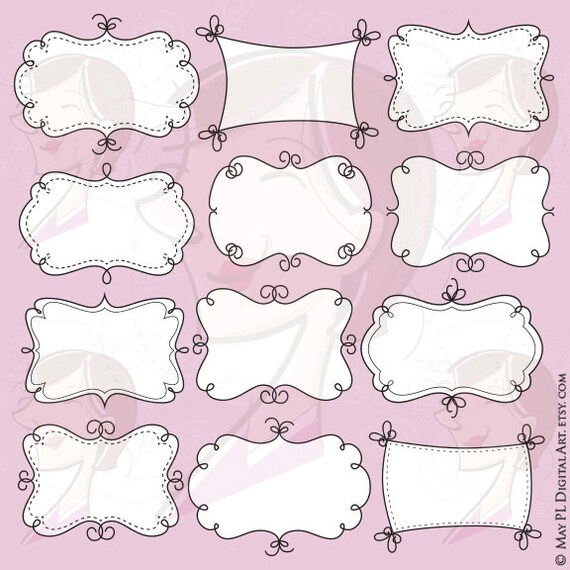 Doodle Frames Clipart Digital Borders Cute Hand Drawn Clip Art