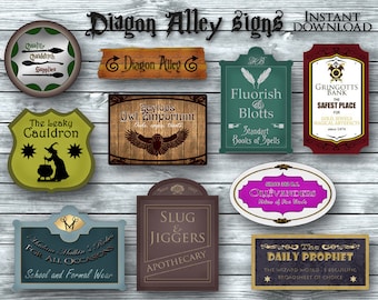 17 Diagon Alley Signs Harry Potter Party With High