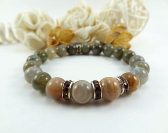 Sunstone Labradorite Ring in sterling silver Firey Orange