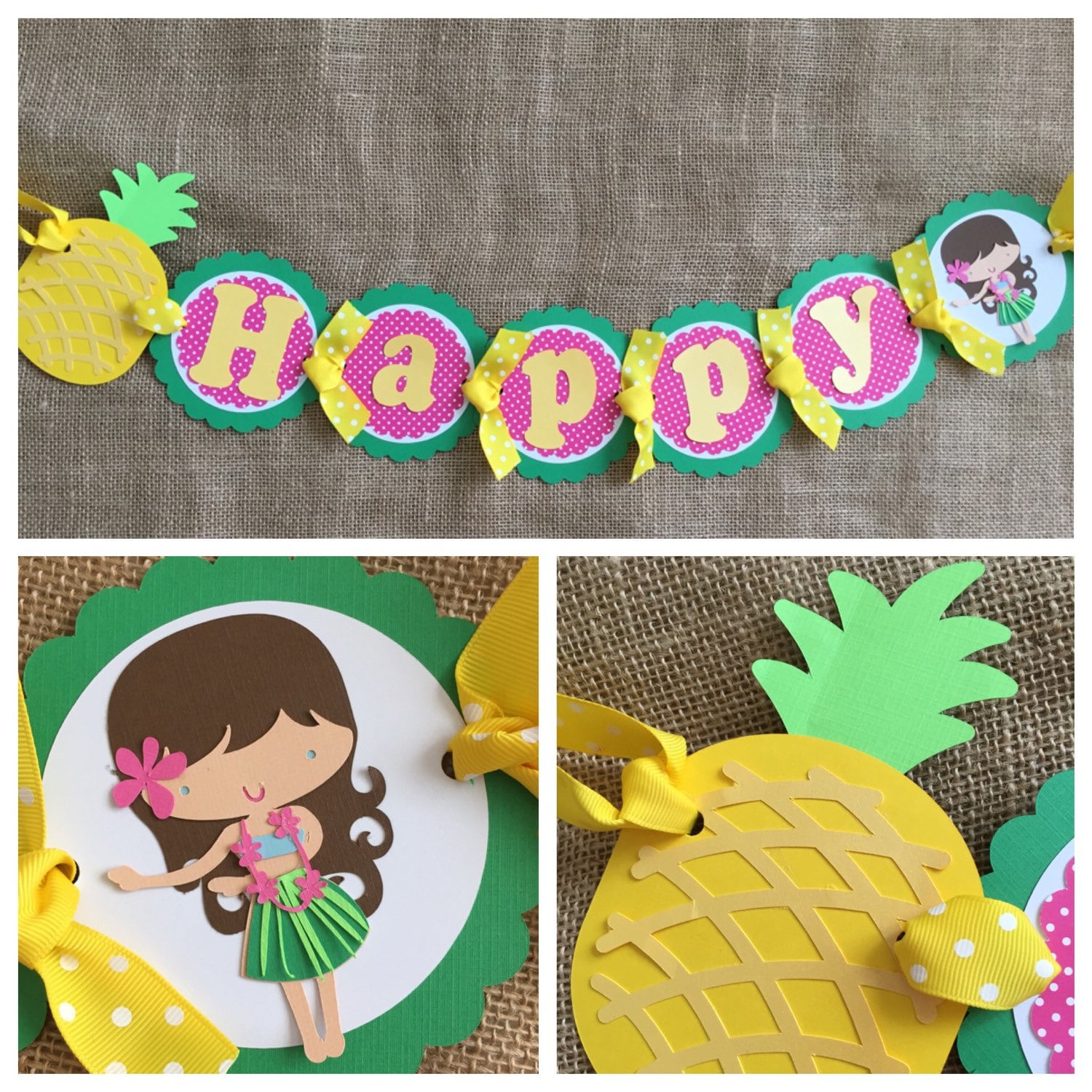 Luau Birthday Banner Luau Party Banner Pineapple Birthday