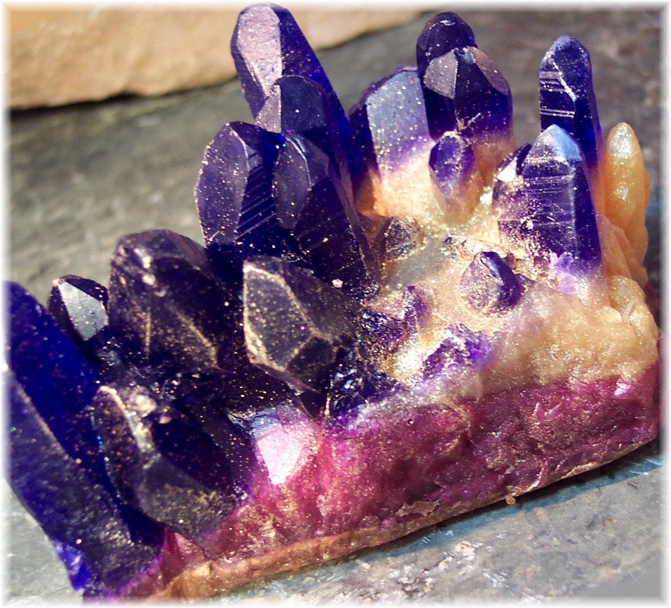 Amethyst Raw Crystal Geode Soap Rock Purple Violet and Gold