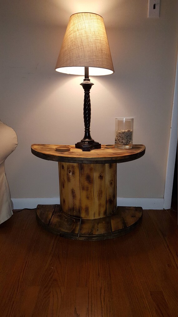 Wooden Spool End Table