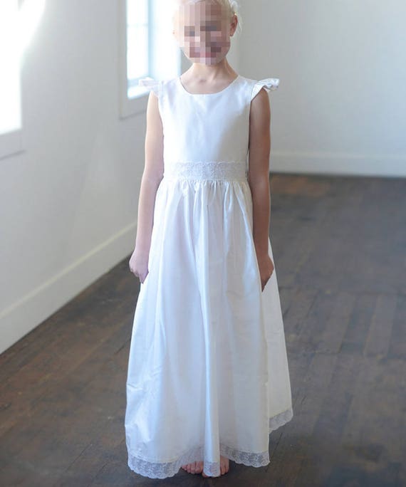 Robe Première Communion fille robe blanche en coton et