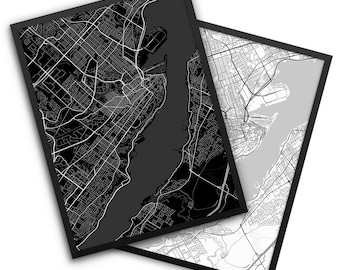 Quebec City Street Map Quebec City Canada Modern Art Print