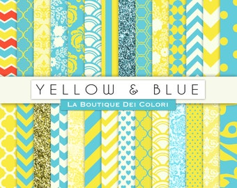 Papel digital azul | Etsy