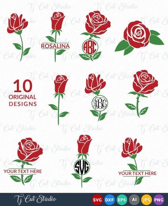 Flower Monogram Rose Svg Circle Monogram Rose Monogram