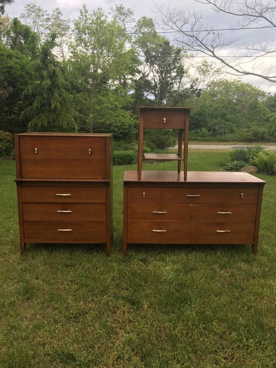Mid Century Modern Drexel Profile Bedroom Set 3 Pieces