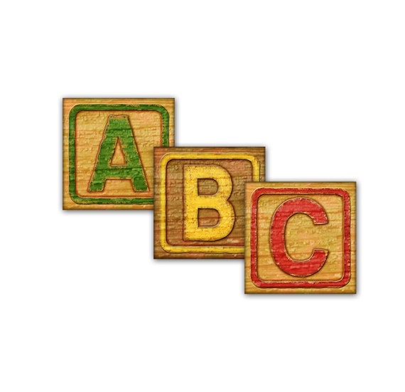 Digital vintage alphabet blocks / printable collage sheet