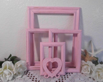 Pink Frame Set Shabby Chic Picture Photo Butterfly Collection
