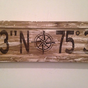 Gps coordinates sign | Etsy