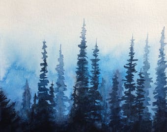 Forest painting | Etsy