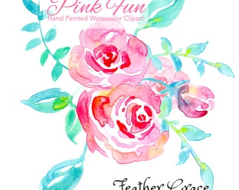 Roses Clip Art Wedding Invitation DIY Pack Hot Pink Flowers