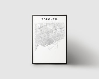 Downtown Toronto Map Art Ontario Poster Print