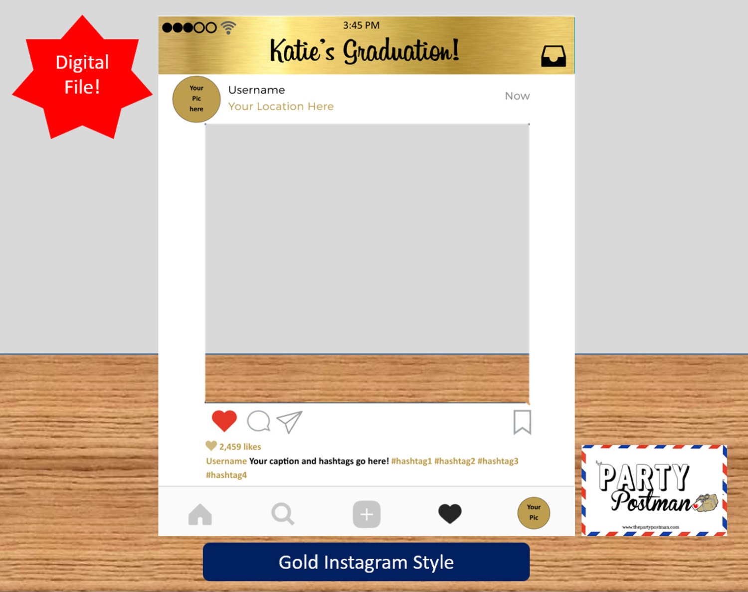 Cadre personnalisé Instagram en or Photo Booth Prop Instagram