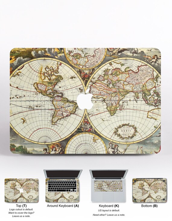 World Map MacBook Air 11 inch Skin Laptop Cover 2016 Pro