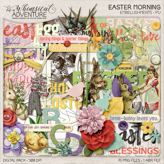 Happy Easter Egg Hunt Instant Download Digital Scrapbooking