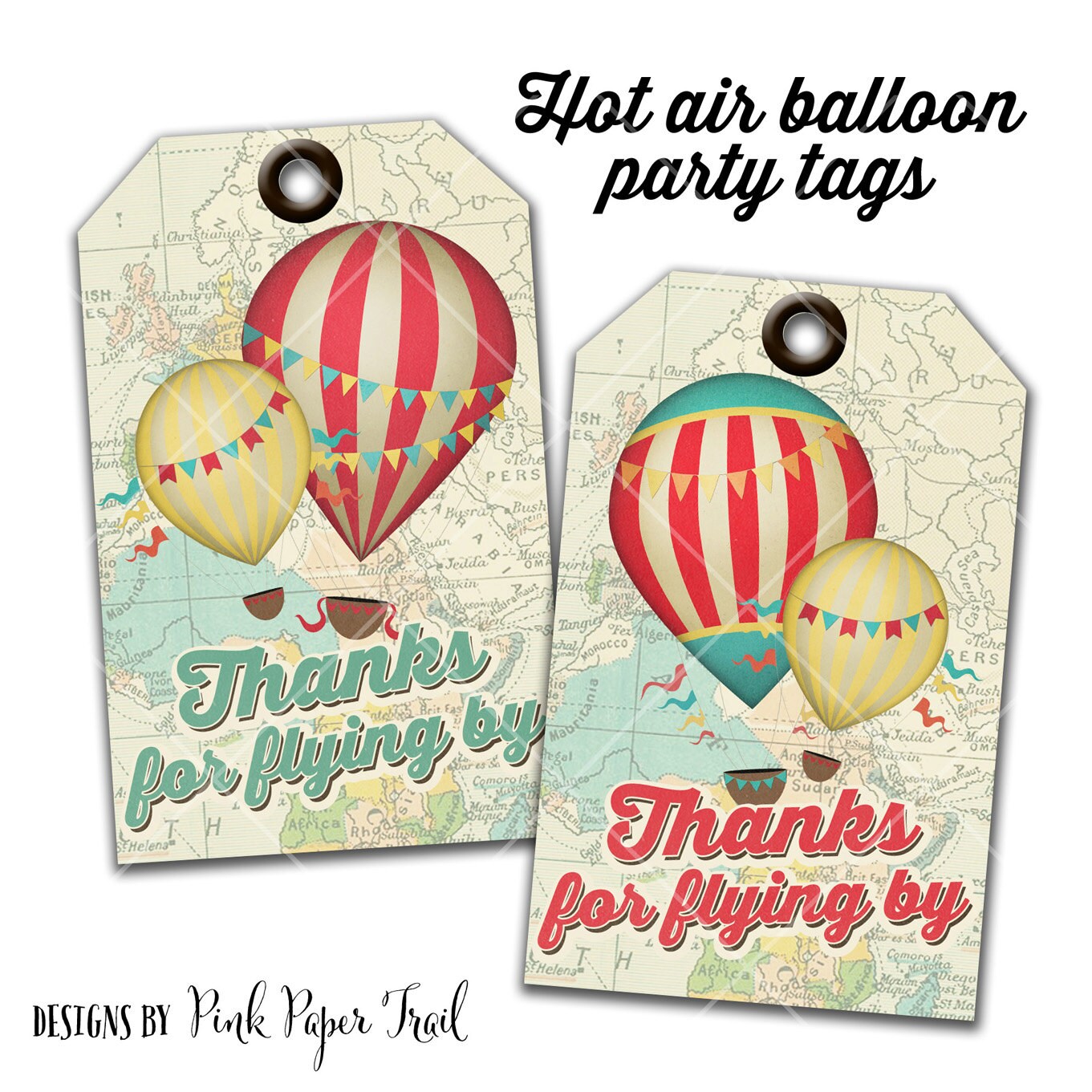 Hot Air Balloon Thank You Tags Favor Tags Gift Tags Thanks