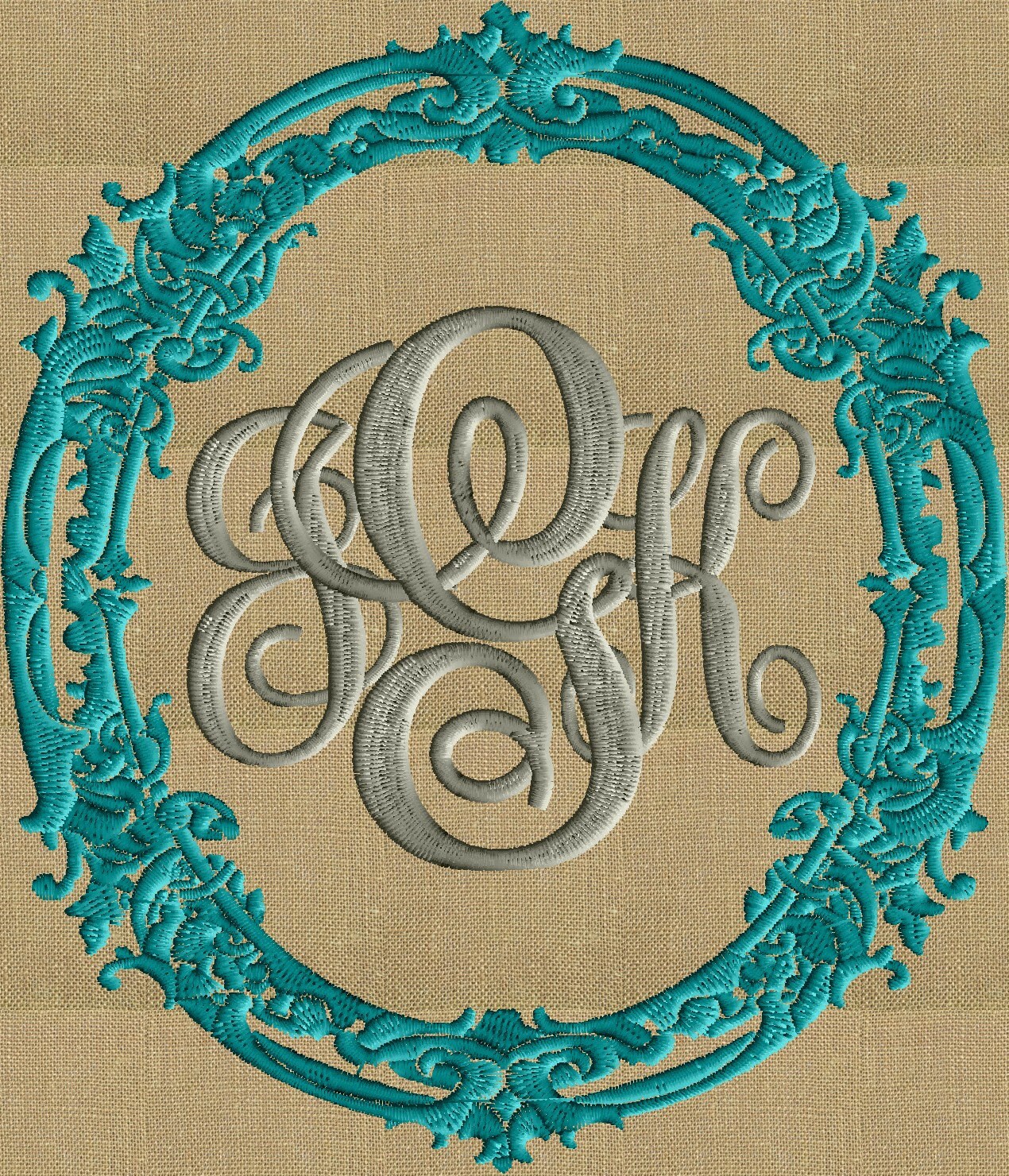 Baroque Round Font Frame Monogram Embroidery Design Font not