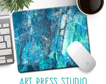 Turquoise Marble Mouse Pad Blue Stone Stone Mousepad Marble