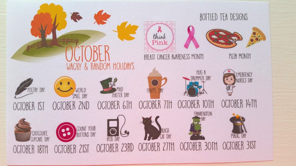 October Wacky & Random Holiday Stickers Set of 16 Item 057