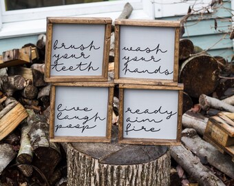 Rustic bathroom sign | Etsy