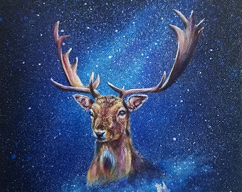 Reindeer painting | Etsy