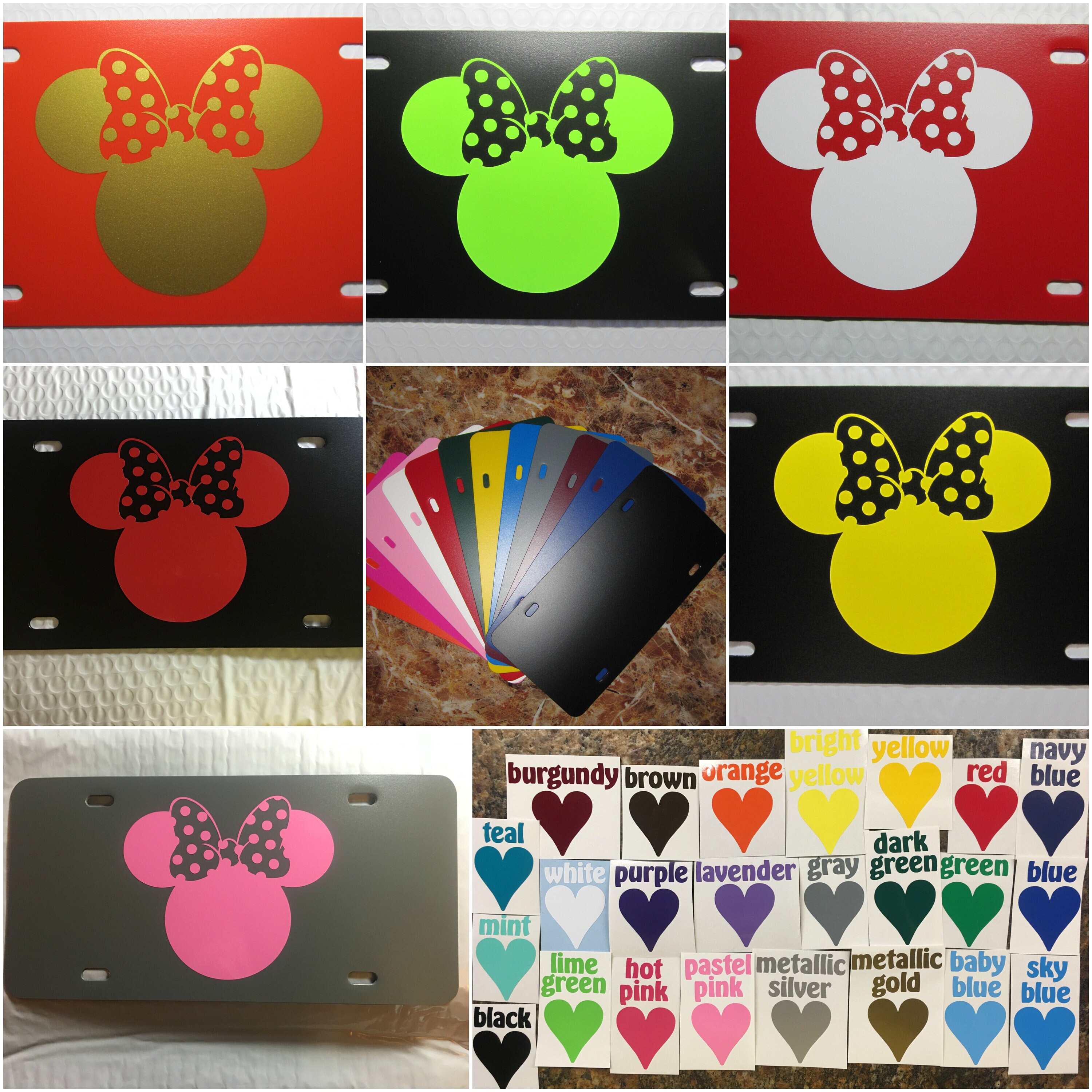 Minnie Mouse License Plate Choose the Plate and Image Color