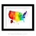 Custom United States Map Poster Print Rainbow Art with