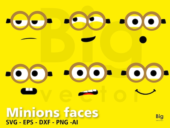 Minions faces SVG Png EPS AI Dxf minion face despicable me