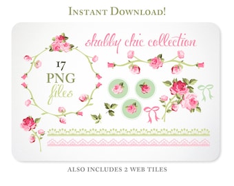Vintage Roses Clipart Shabby Chic Roses Pink Flower Clipart
