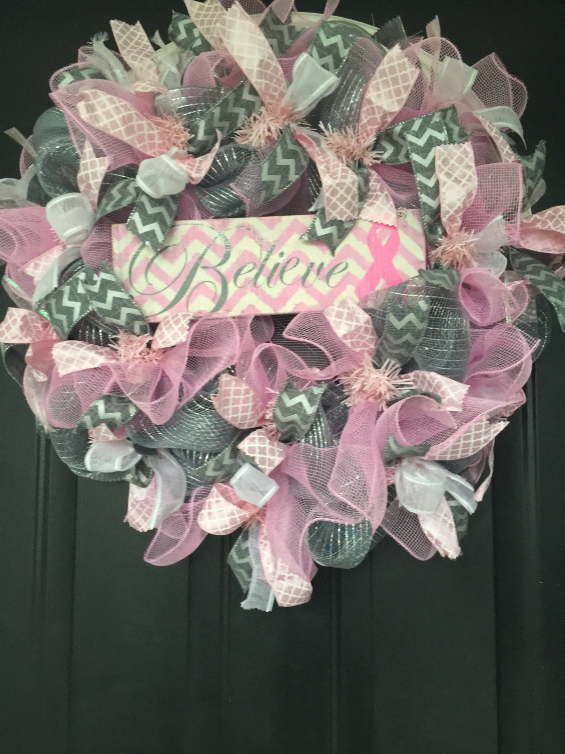 Breast Cancer Awareness,Pink Wreath,Cancer Awareness Wreath